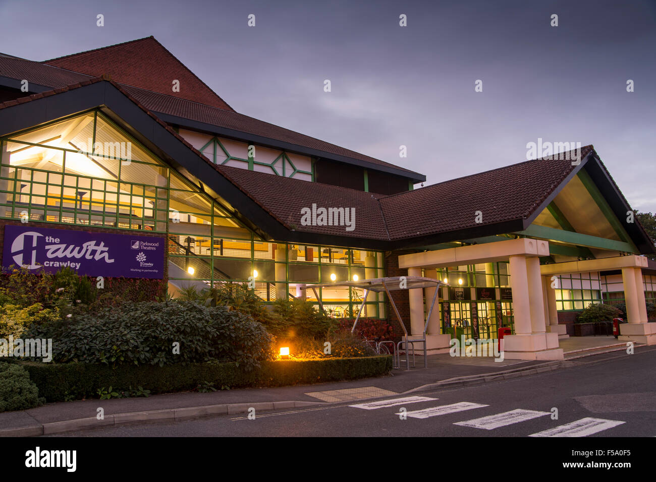 Night view of entrance at Hawth Theatre Crawley West Sussex Stock Photo ...
