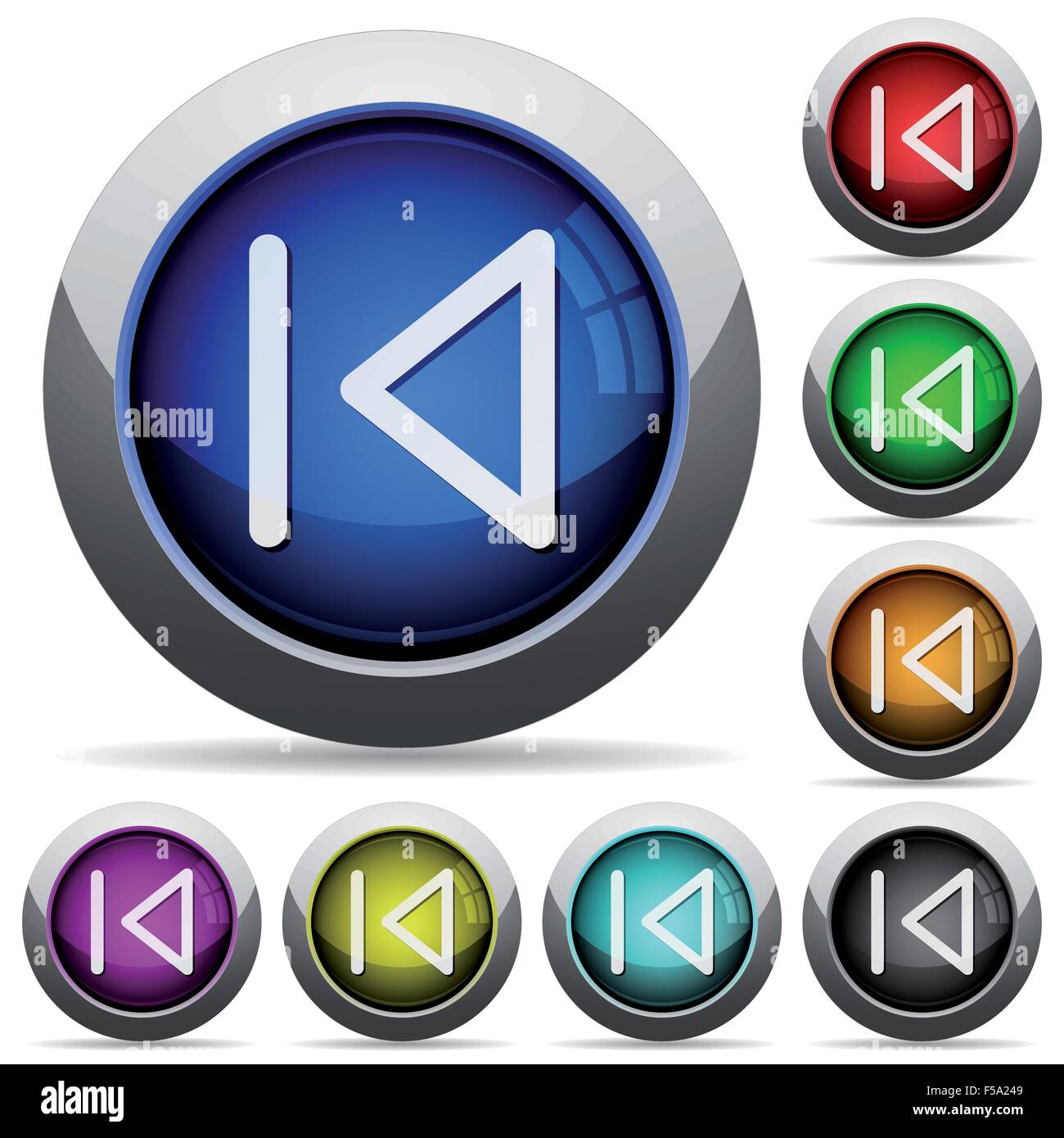 Set Of Round Glossy Media Previous Buttons Arranged Layer Structure Stock Vector Image And Art