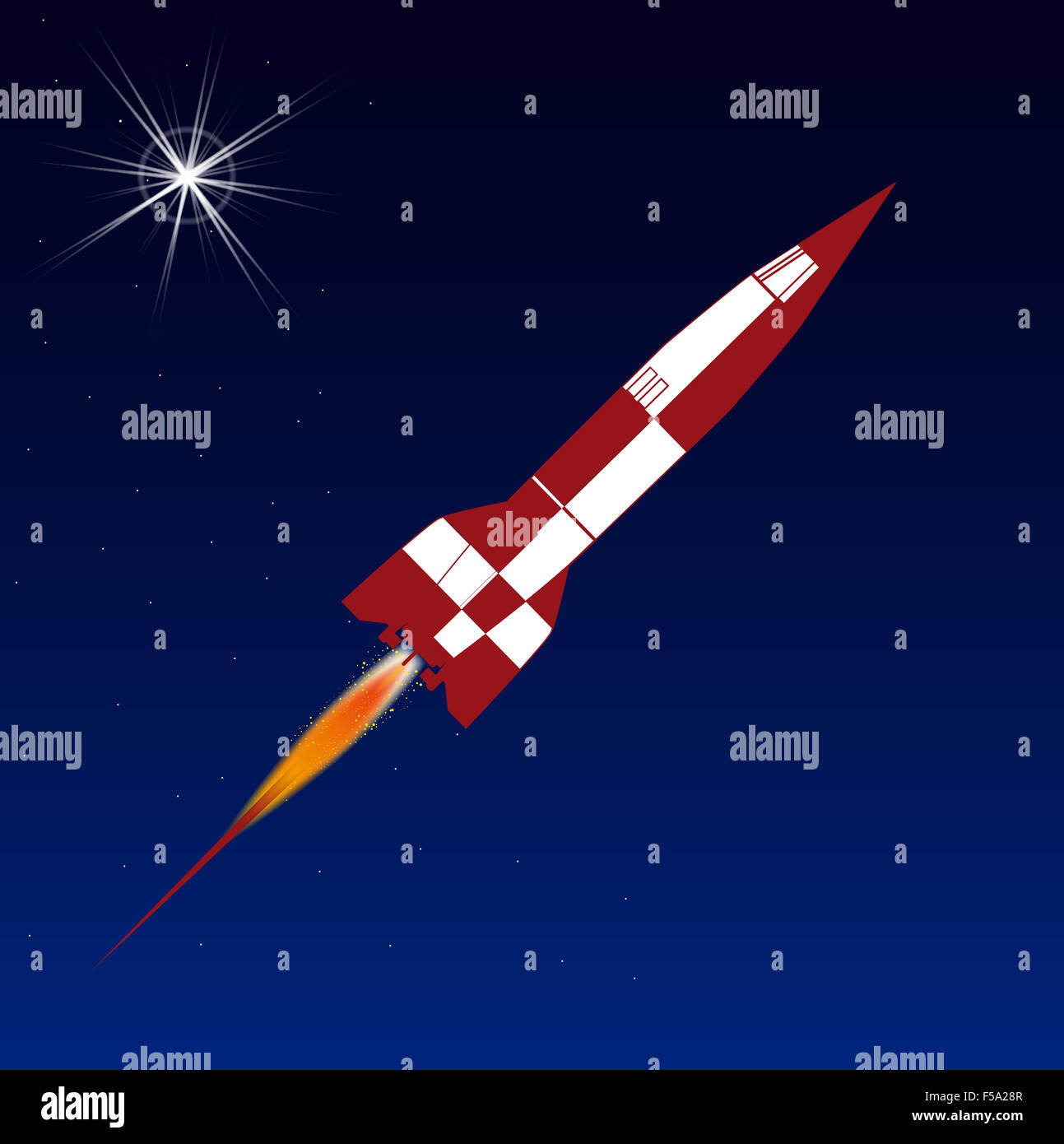 Space rocket over a star clustered background Stock Photo - Alamy
