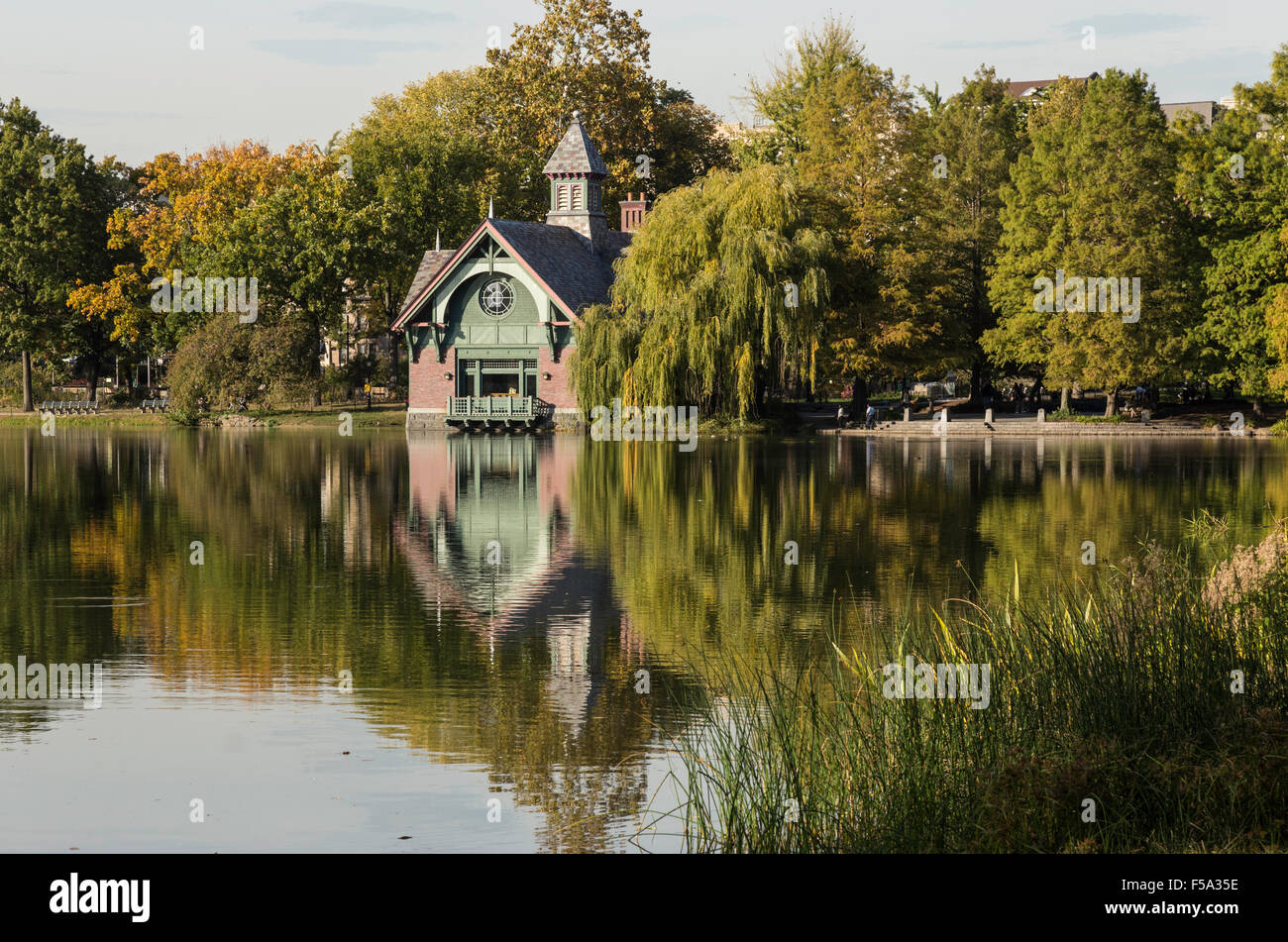 The Harlem Meer in Central Park, NYC Stock Photo - Alamy