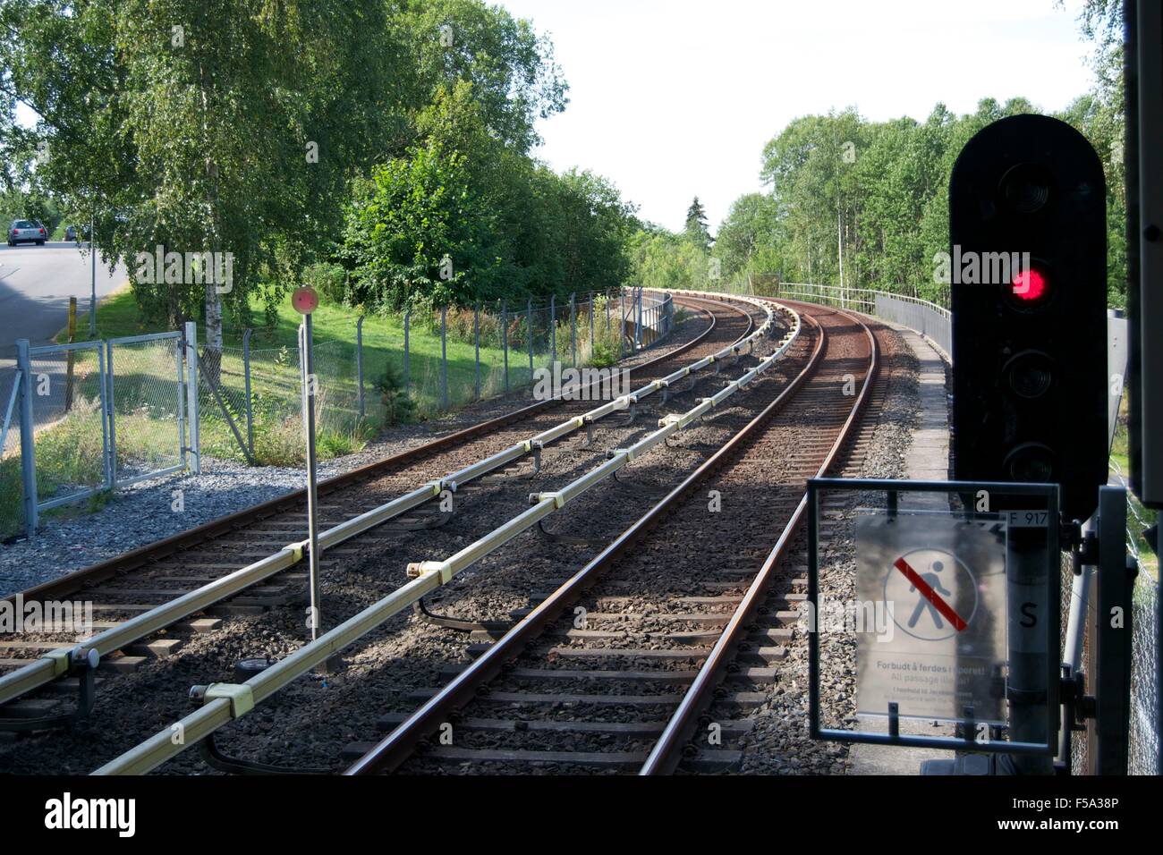 railway track path signal train Oslo platform line Stock Photo - Alamy