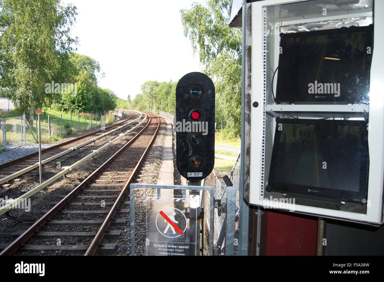 railway track path signal train Oslo platform line Stock Photo - Alamy