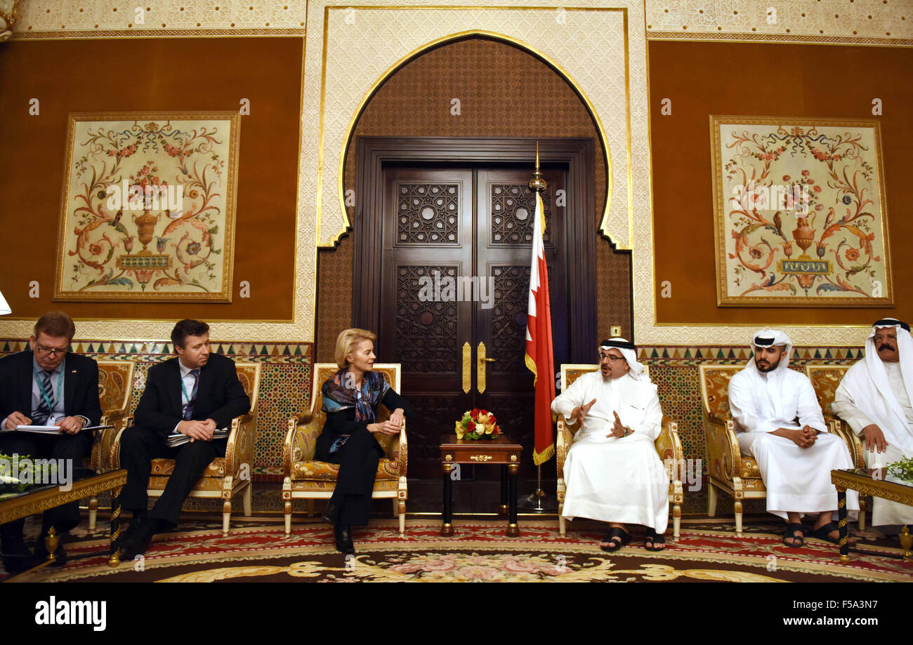 Manama, Bahrain. 31st Oct, 2015. German Defense Minister Ursula von der ...