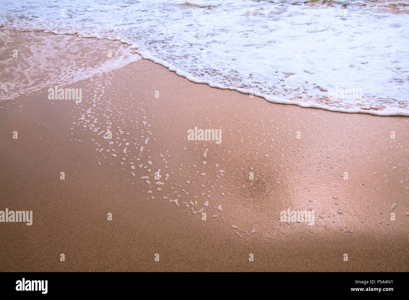 empty sandy beach showing the sand, sea, waves ideal for backgrounds ...