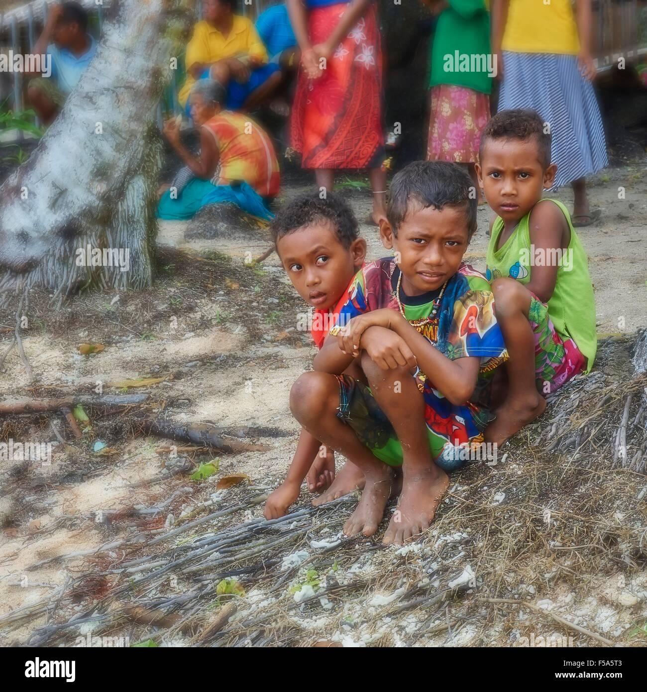 Local children of Kiriwina Island (Trobriand, Papua New Guinea Stock ...