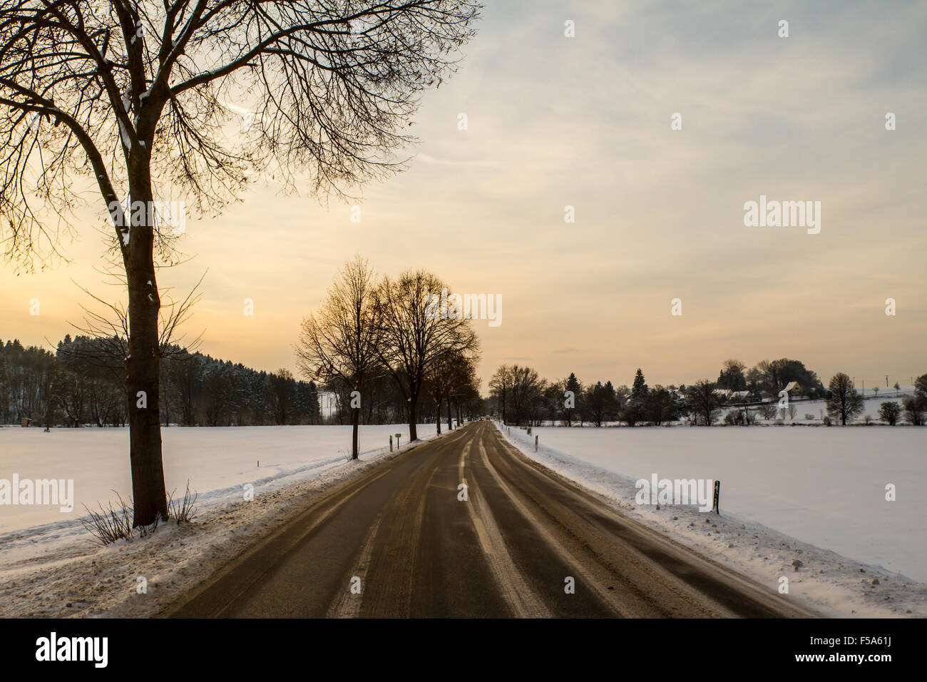 Snow blizzard covering road hi-res stock photography and images - Alamy