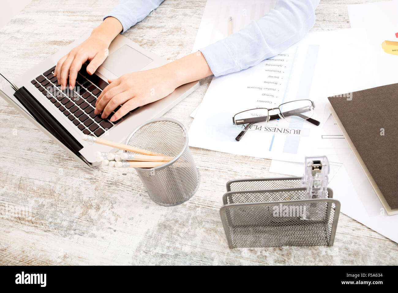 Working at the office with the computer Stock Photo - Alamy