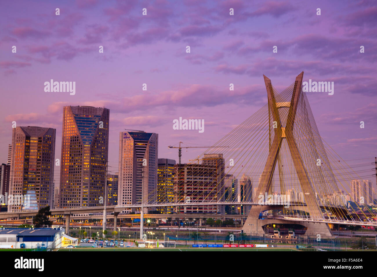 The Octavio Frias de Oliveira bridge is a cable-stayed bridge in Sao ...