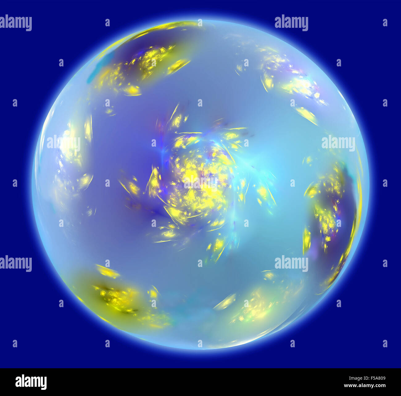 Abstract sphere resembling Earth planet with an atmosphere in space ...