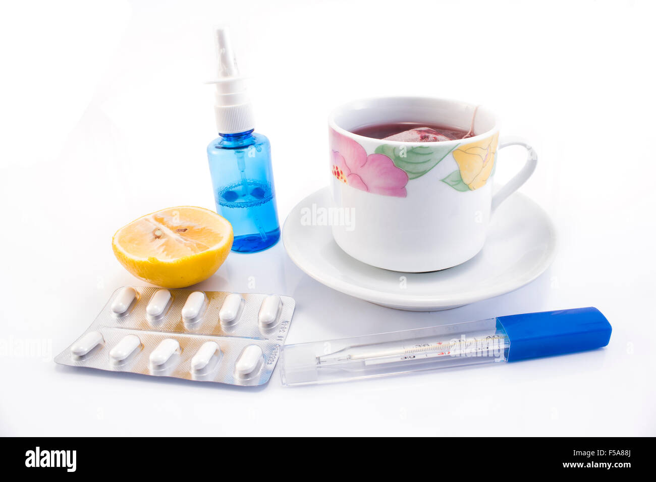 Products against colds and flu Stock Photo - Alamy