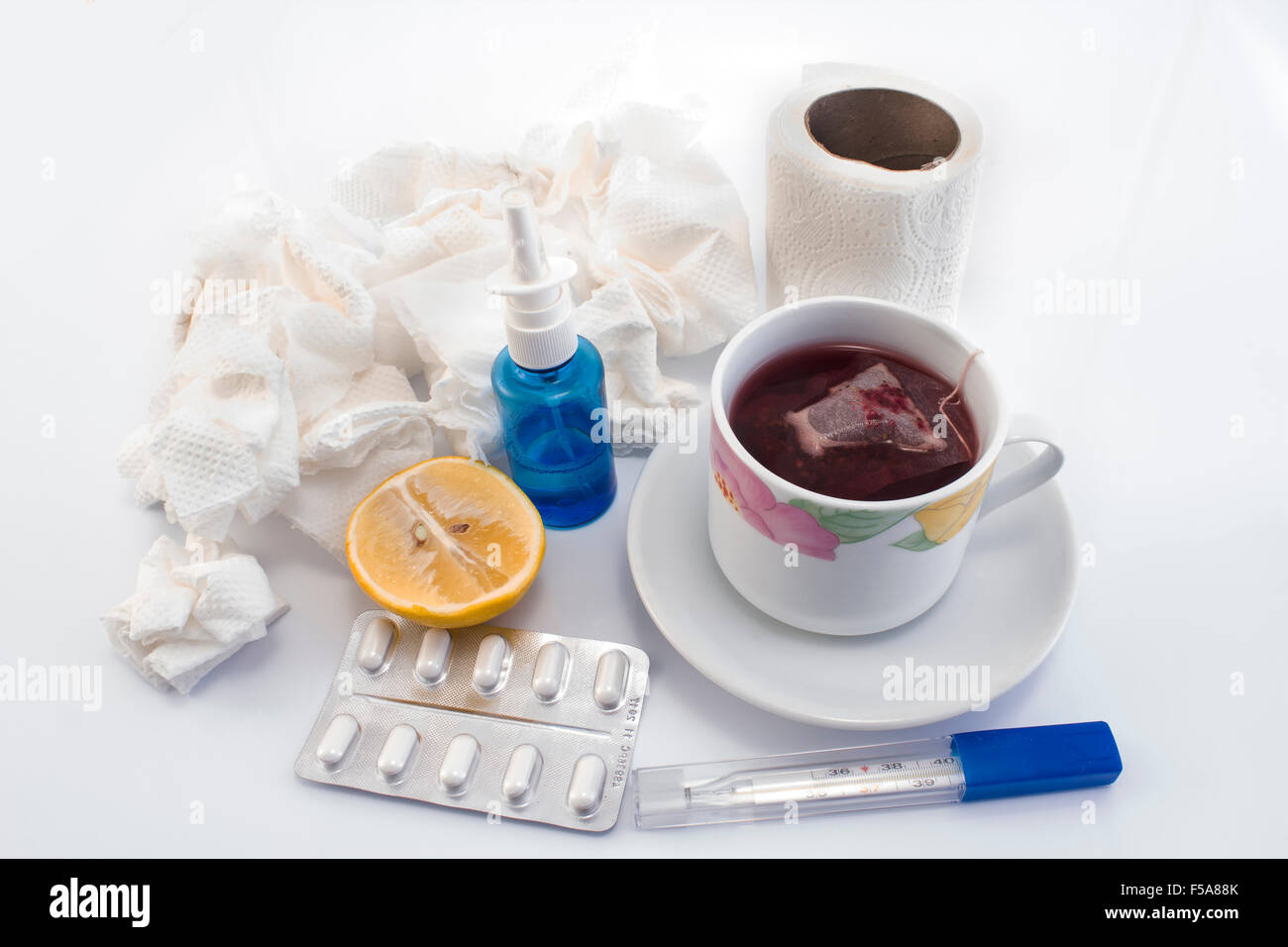 Products against colds and flu Stock Photo - Alamy