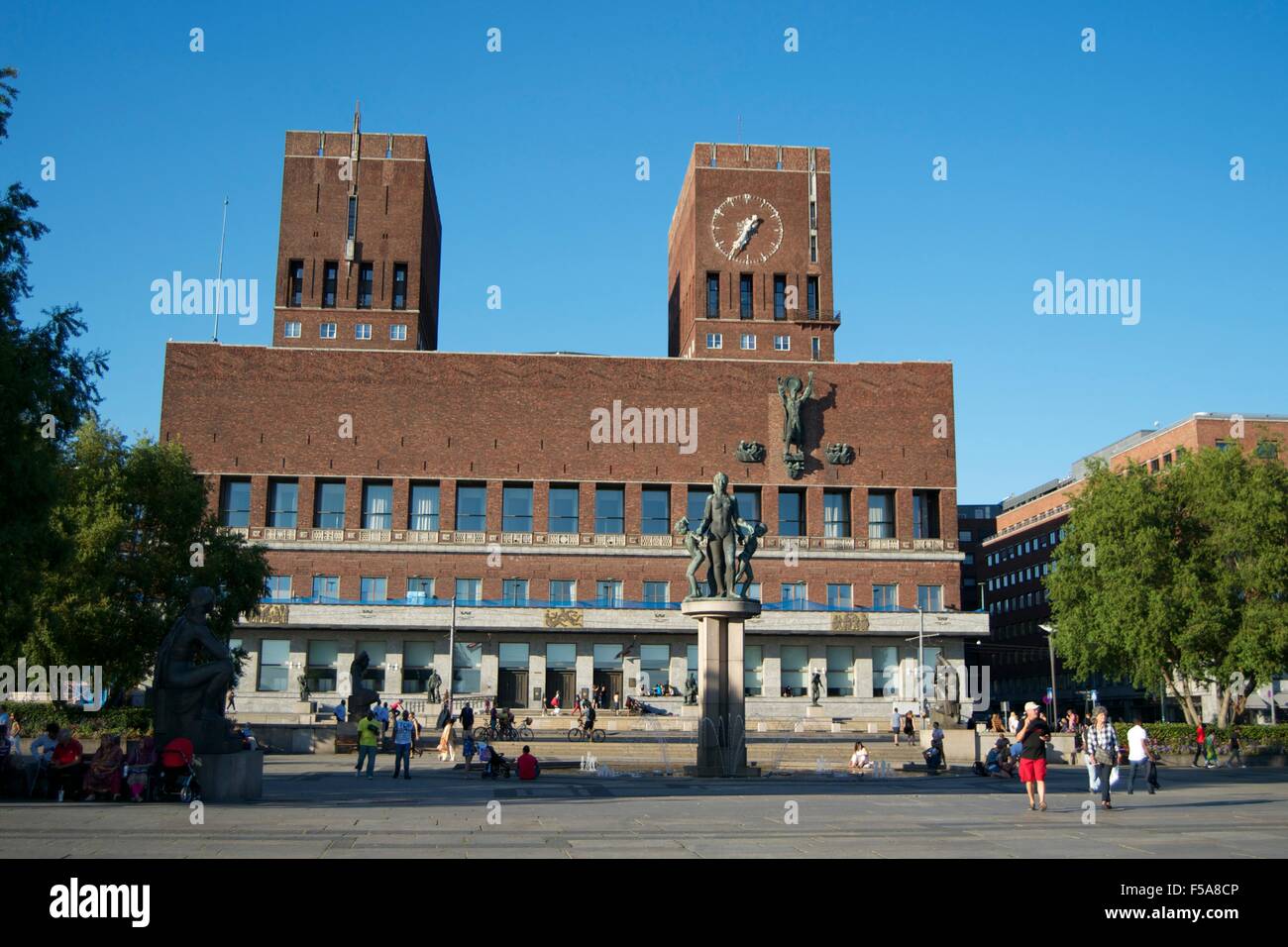 Oslo City Hall harbor building landmark monument Stock Photo - Alamy
