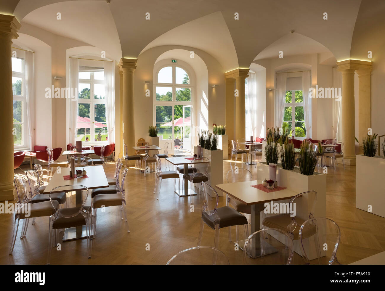 Cafe Balthasar in Schloss Werneck garden hall, Werneck, Lower Franconia ...