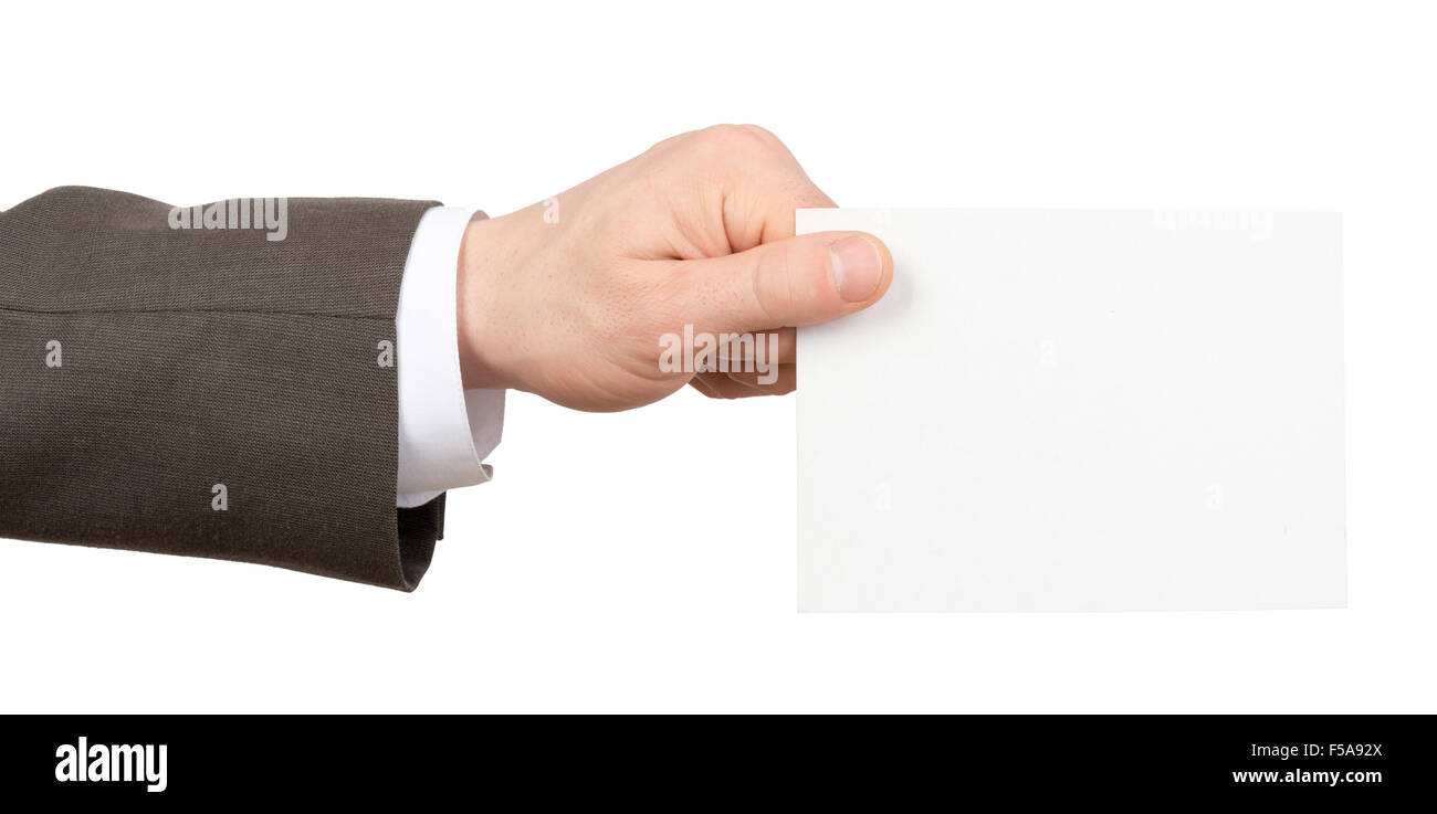 Businessman holding empty paper Stock Photo - Alamy