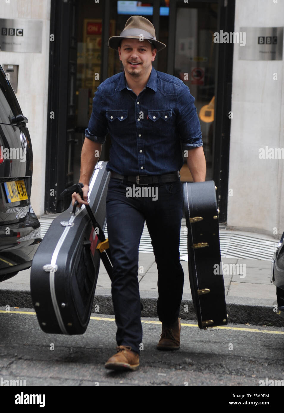 Singer Tristan Mackay seen leaving BBC Radio Two Studios in London ...
