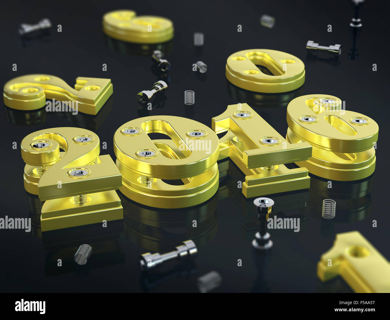 Gold 2016 text on a black background Stock Photo - Alamy