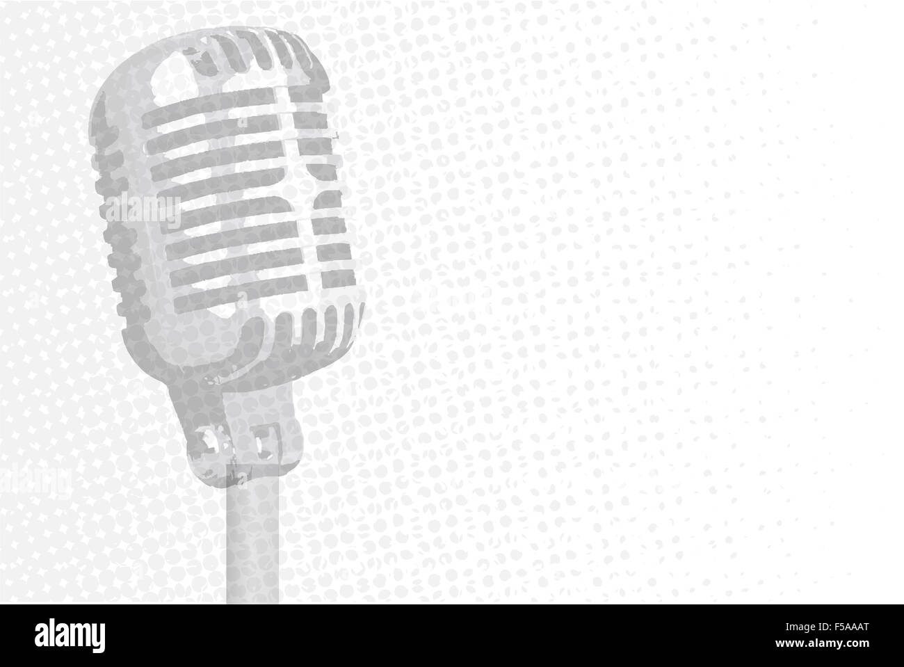 Silver stage microphone with halftone grey background Stock Photo - Alamy