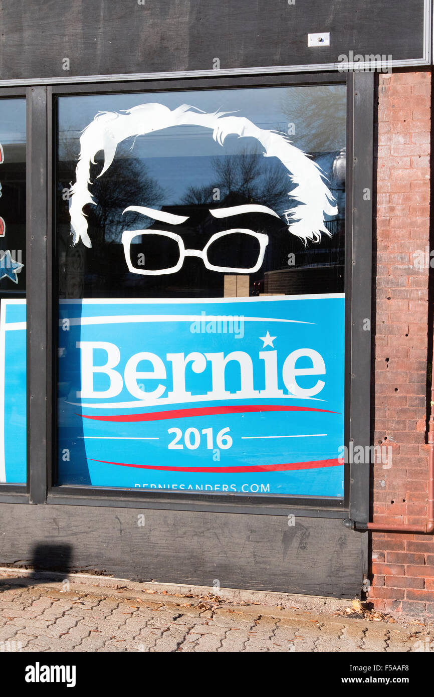 Bernie Sanders presidential campaign office window with sign and iconic ...