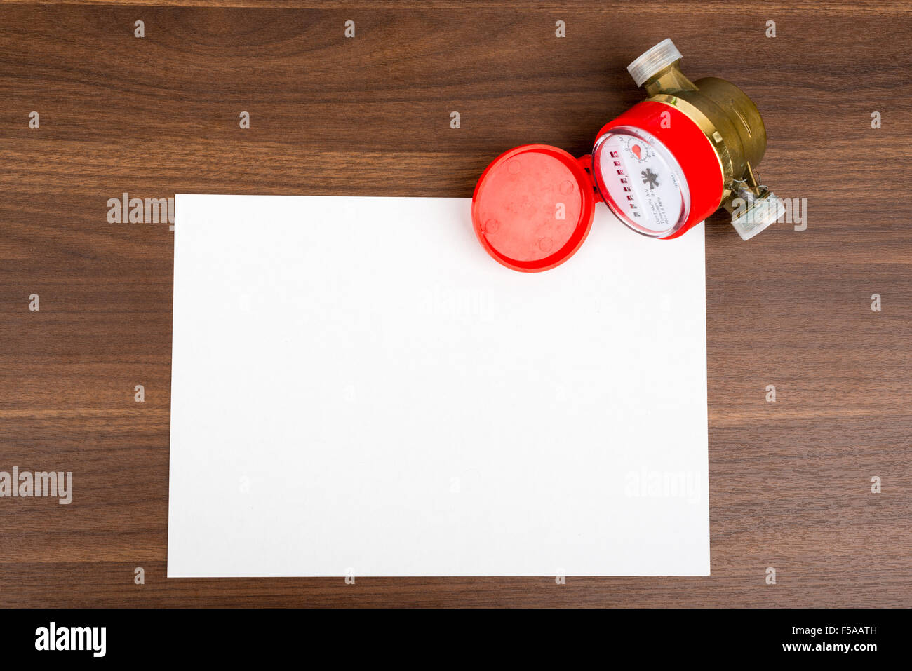 Blank card with water meter Stock Photo - Alamy