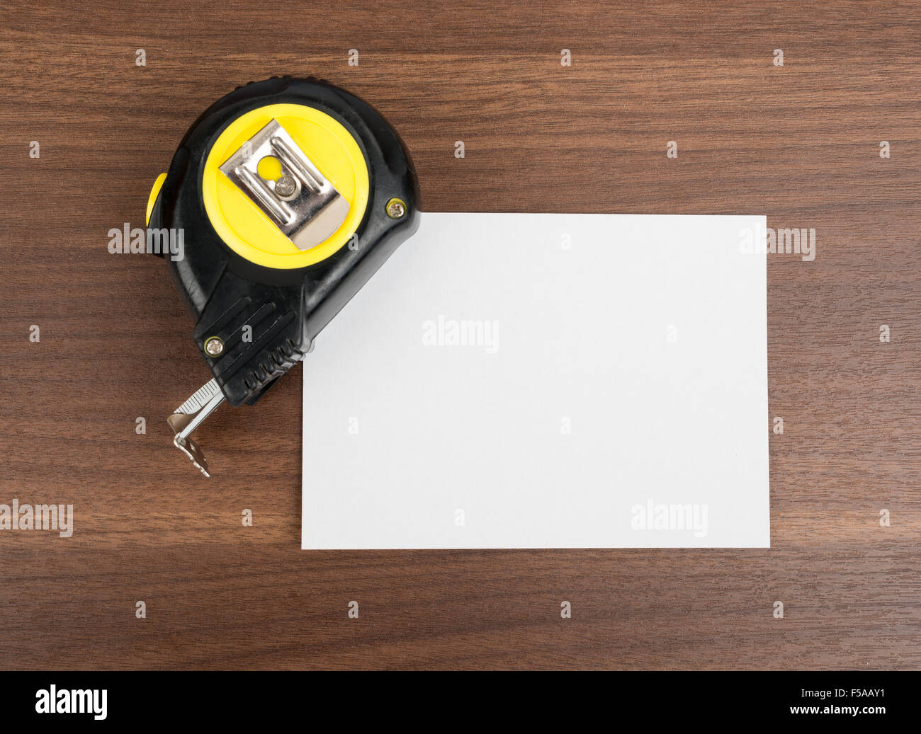Blank card with tape-measure Stock Photo - Alamy
