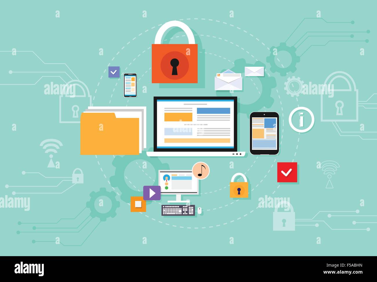 Computer Device Data Cloud Storage Security Stock Vector Image & Art - Alamy