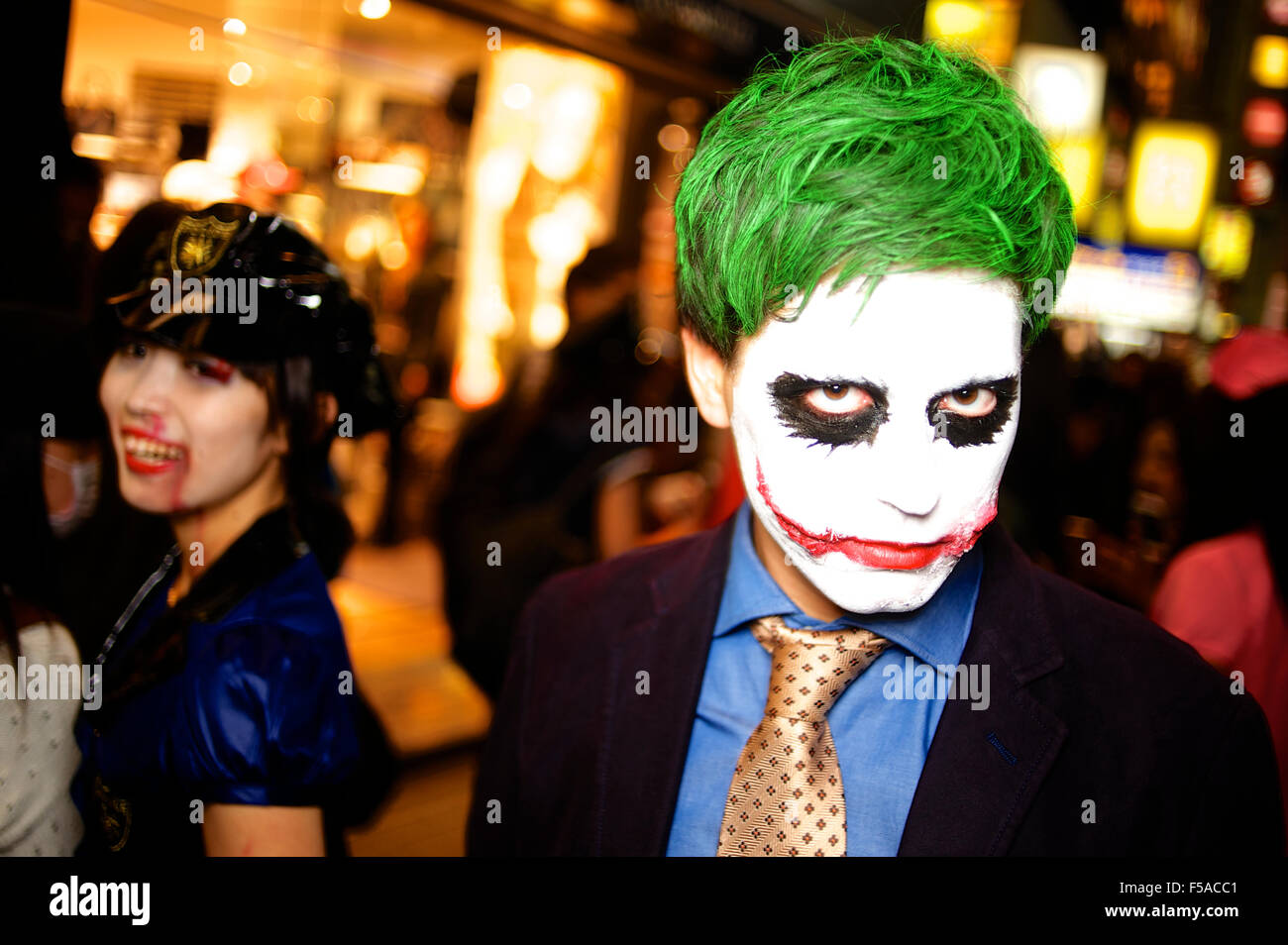 Tokyo Japan. October 31st 2015. A man dressed as the Joker joins the ...