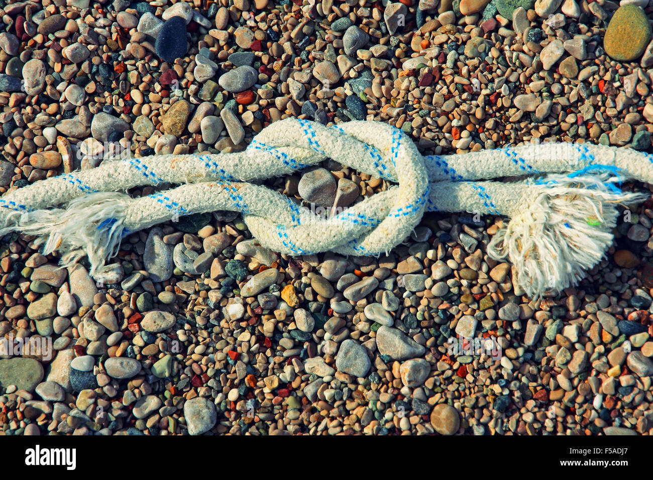 Straight sea knot on small vivid pebble background.Toned image Stock ...