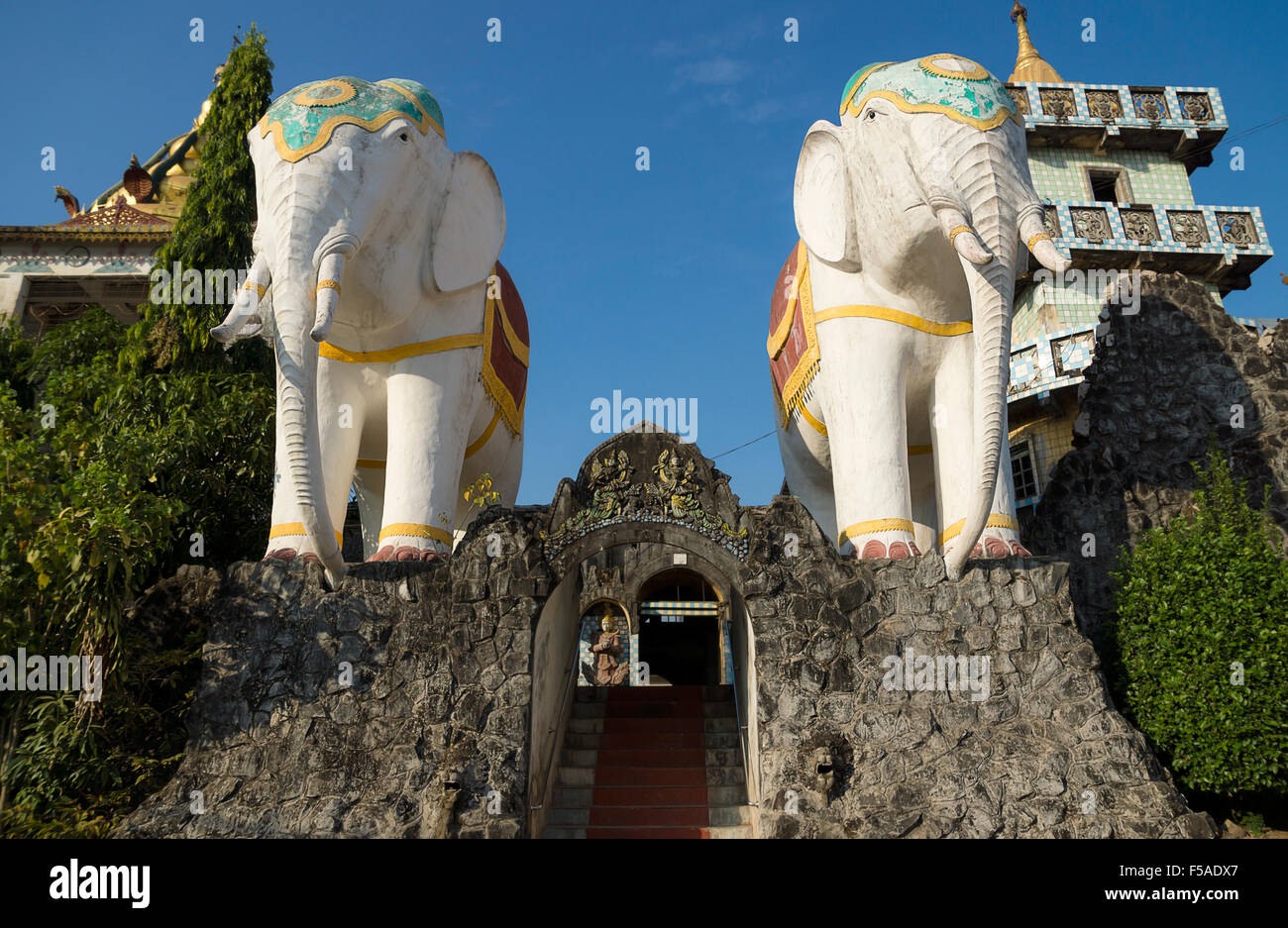 Elephant temple in Bago, Myanmar Stock Photo - Alamy