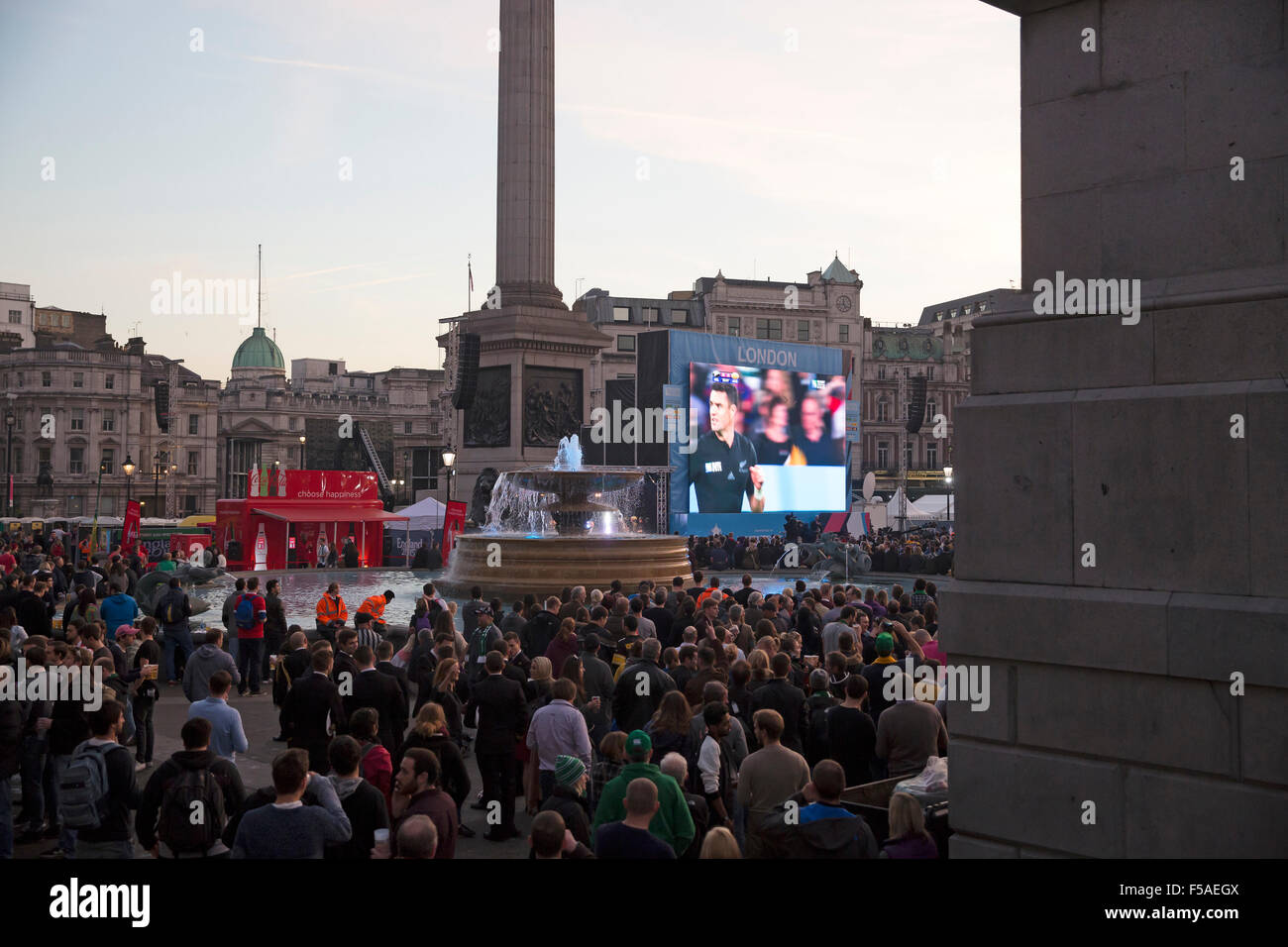 Trafalgar Square,UK,31st October 2015,Rugby fans crowd into Trafalgar ...