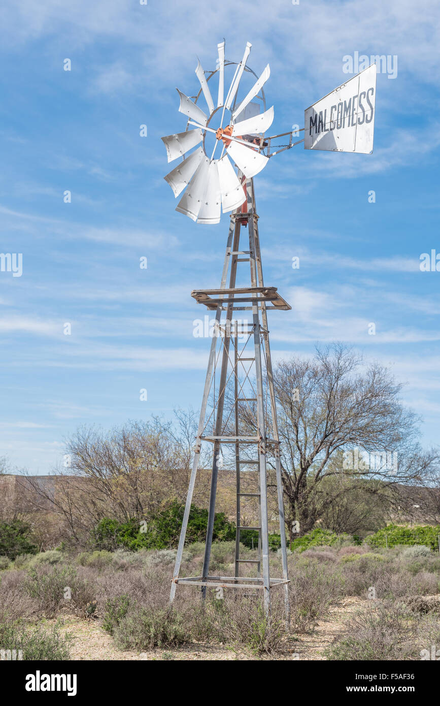 LOERIESFONTEIN, SOUTH AFRICA - AUGUST 11, 2015: Historic windmill at ...