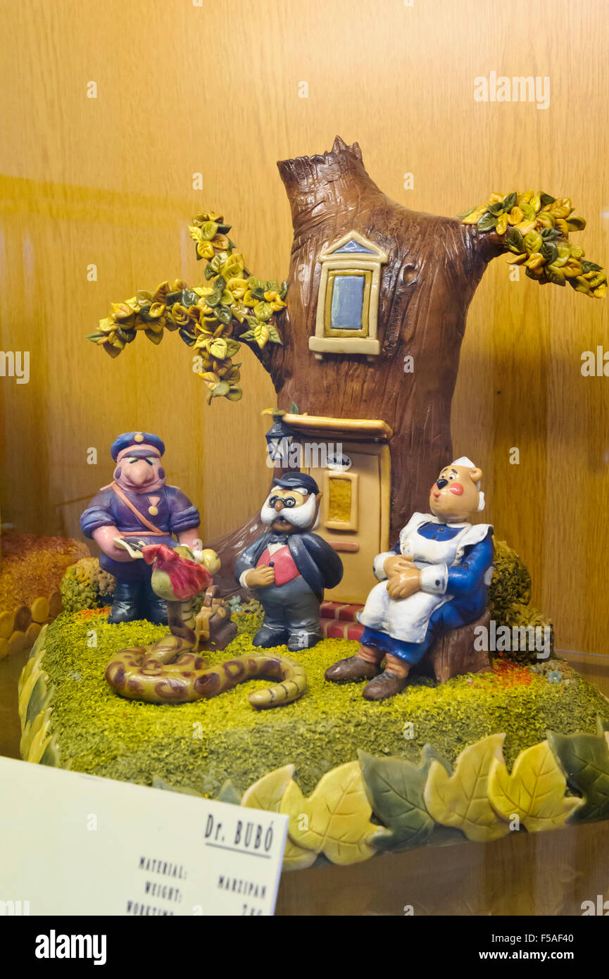 A marzipan model of animal figurines at Szabó Marzipan Museum, Hungary ...