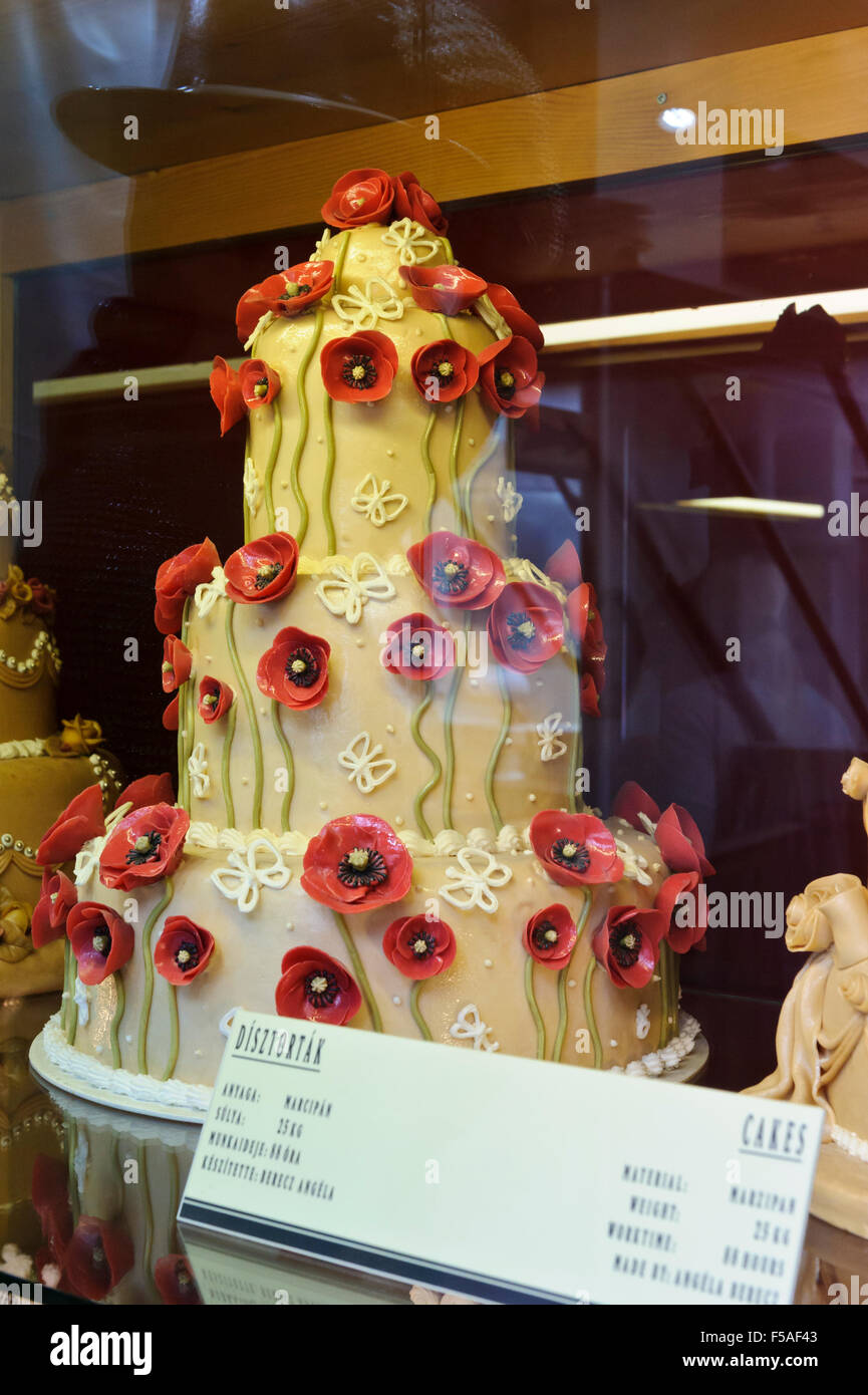 A marzipan model of a wedding cake at Szabó Marzipan Museum, Hungary ...