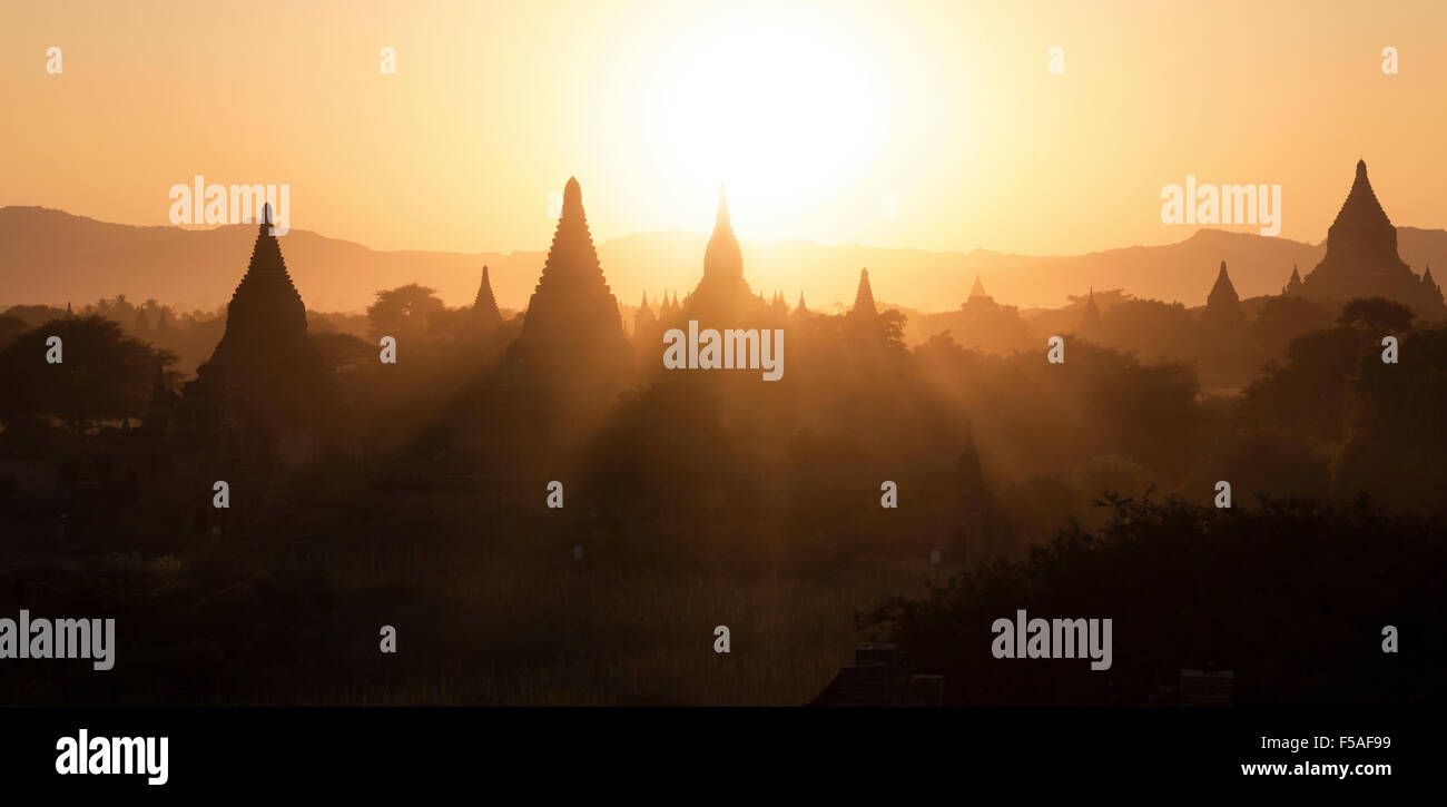 Stupa landscape of Bagan during sunset, Myanmar Stock Photo - Alamy