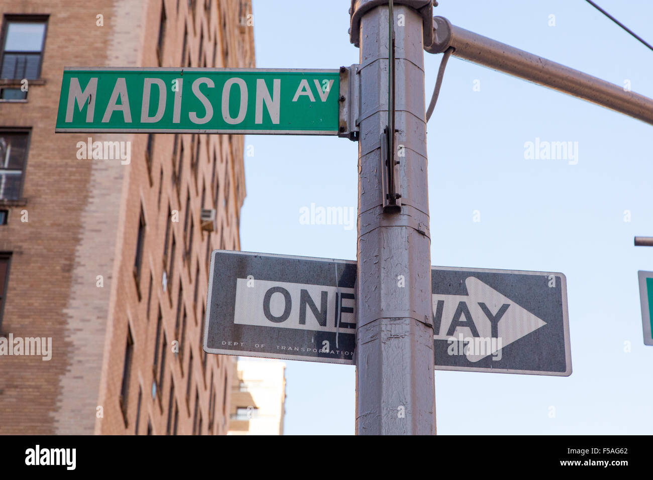 Madison Avenue street sign, Manhattan, New York city, United States of ...