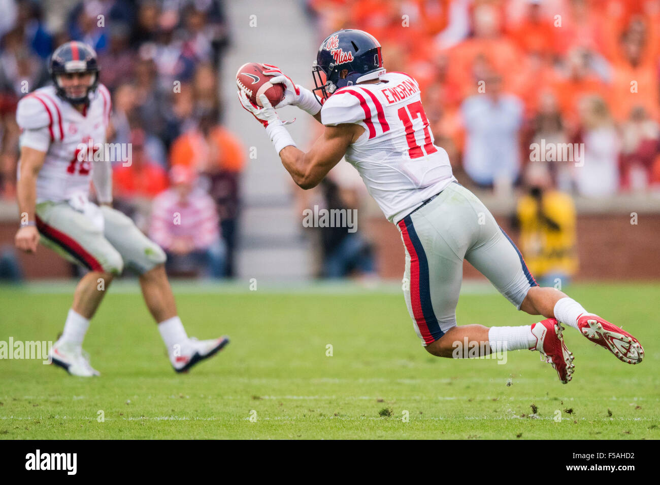 Auburn, AL., USA. 31st October, 2015. Ole Miss tight end Evan Engram ...