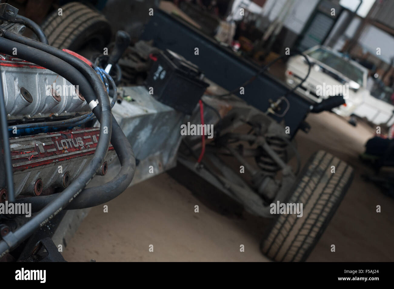 Lotus engine in garage Stock Photo - Alamy