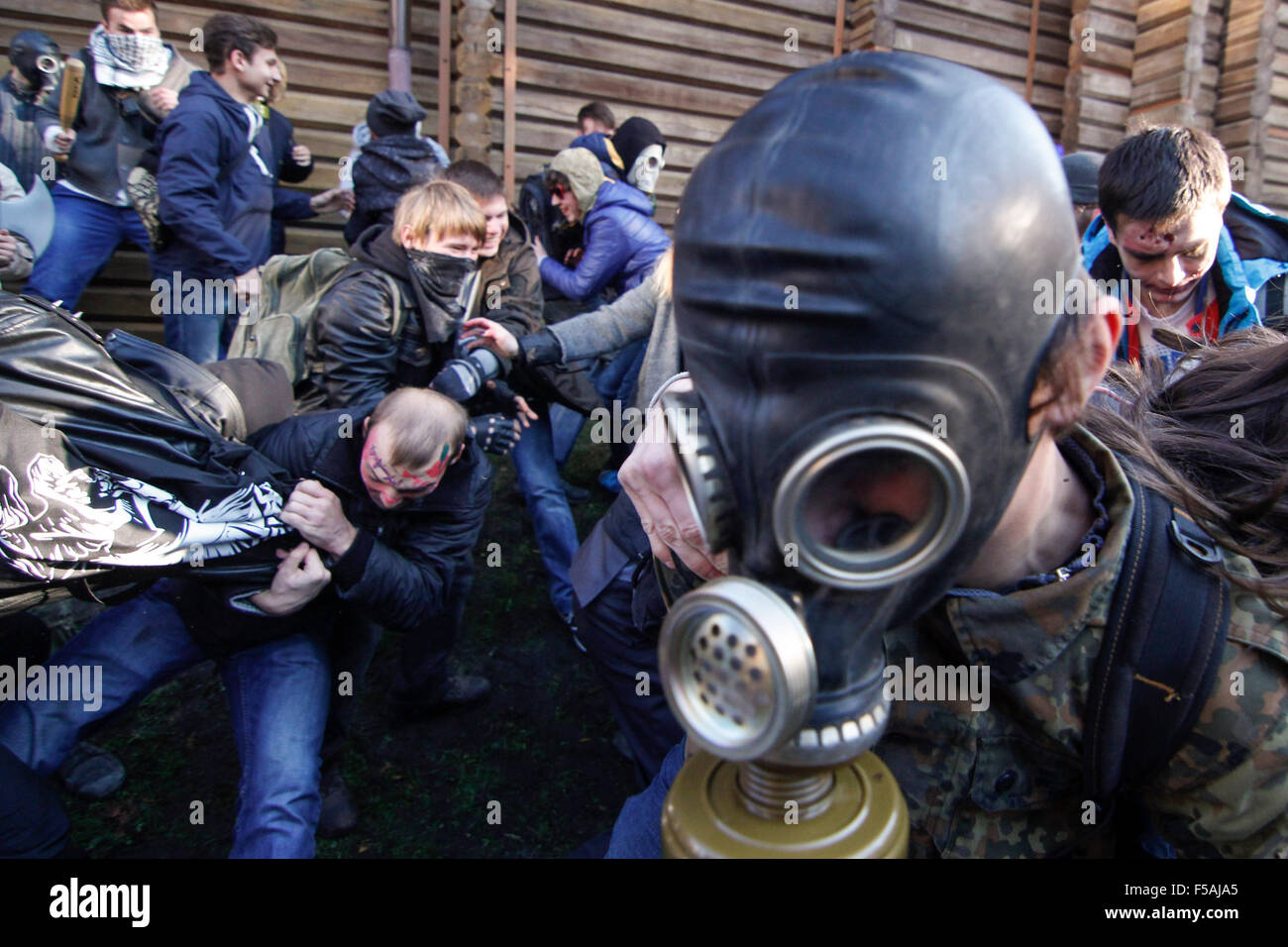 Kiev, Ukraine. 31st Oct, 2015. Ukrainians wearing zombie costumes and ...