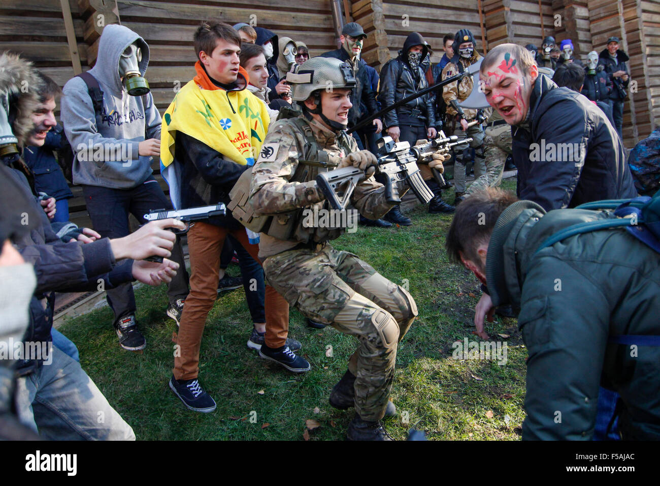 Kiev, Ukraine. 31st Oct, 2015. Ukrainians wearing zombie costumes and ...