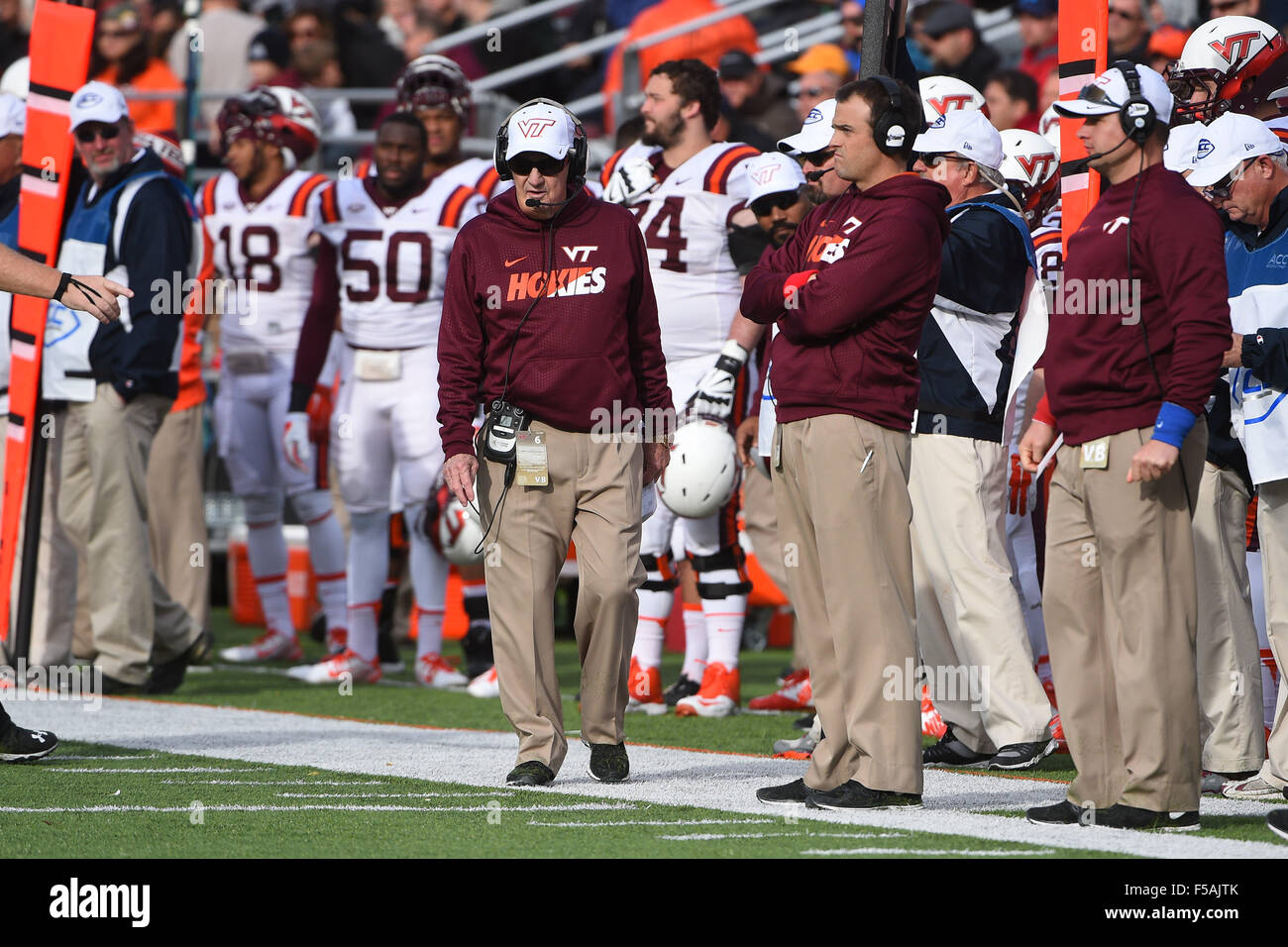 Saturday, October 31, 2015: Virginia Tech Hokies head coach Frank ...