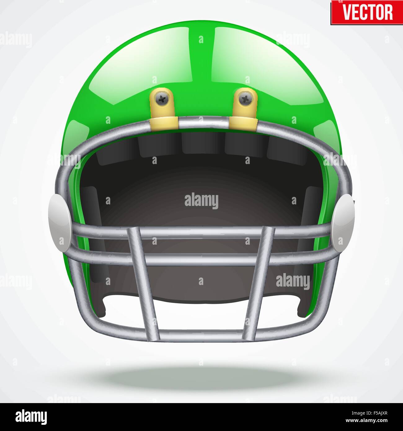 Realistic Green American football helmet. Front view. Vector Stock ...