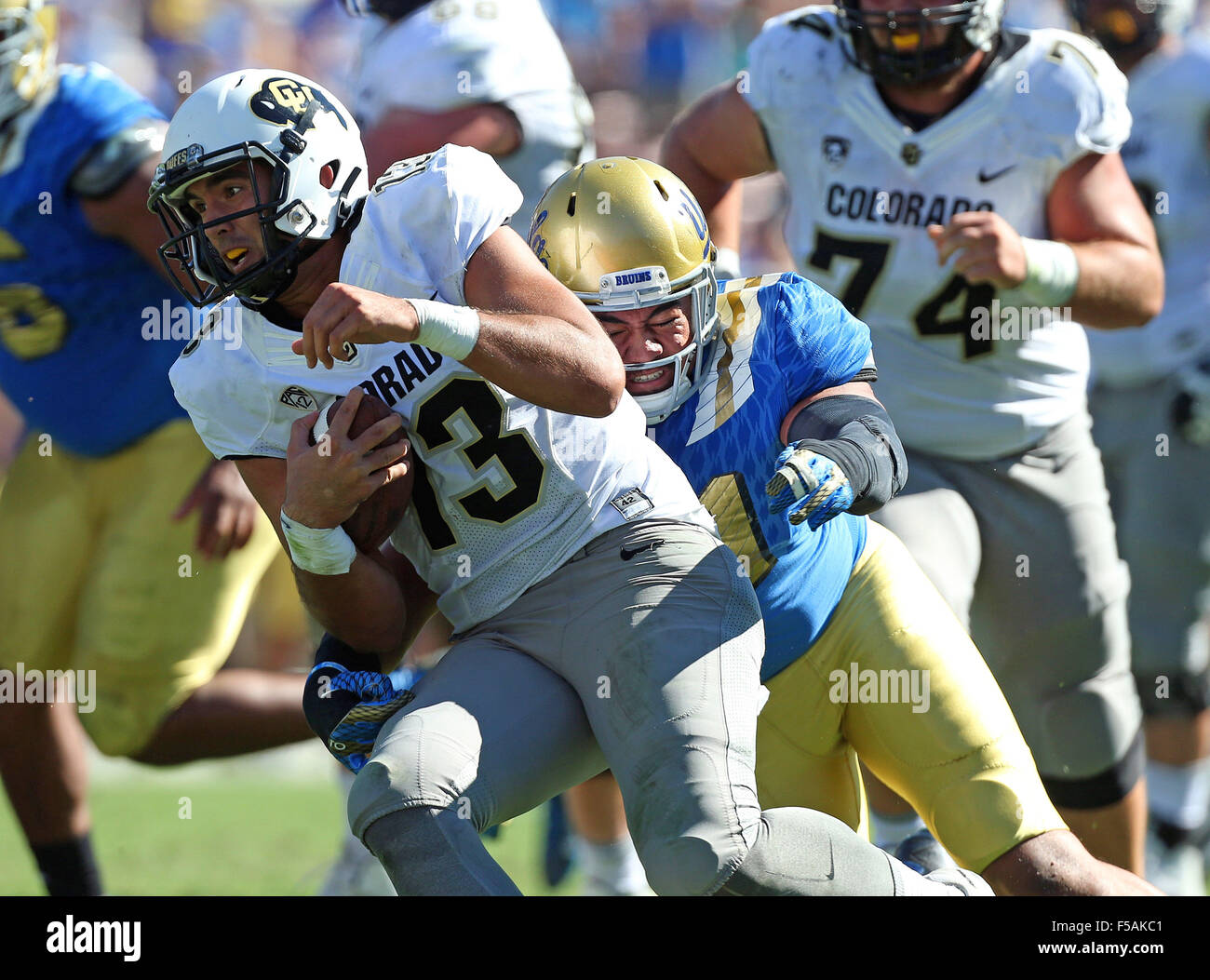 October 31, 2015 UCLA Bruins defensive lineman Jacob Tuioti-Mariner #91 ...