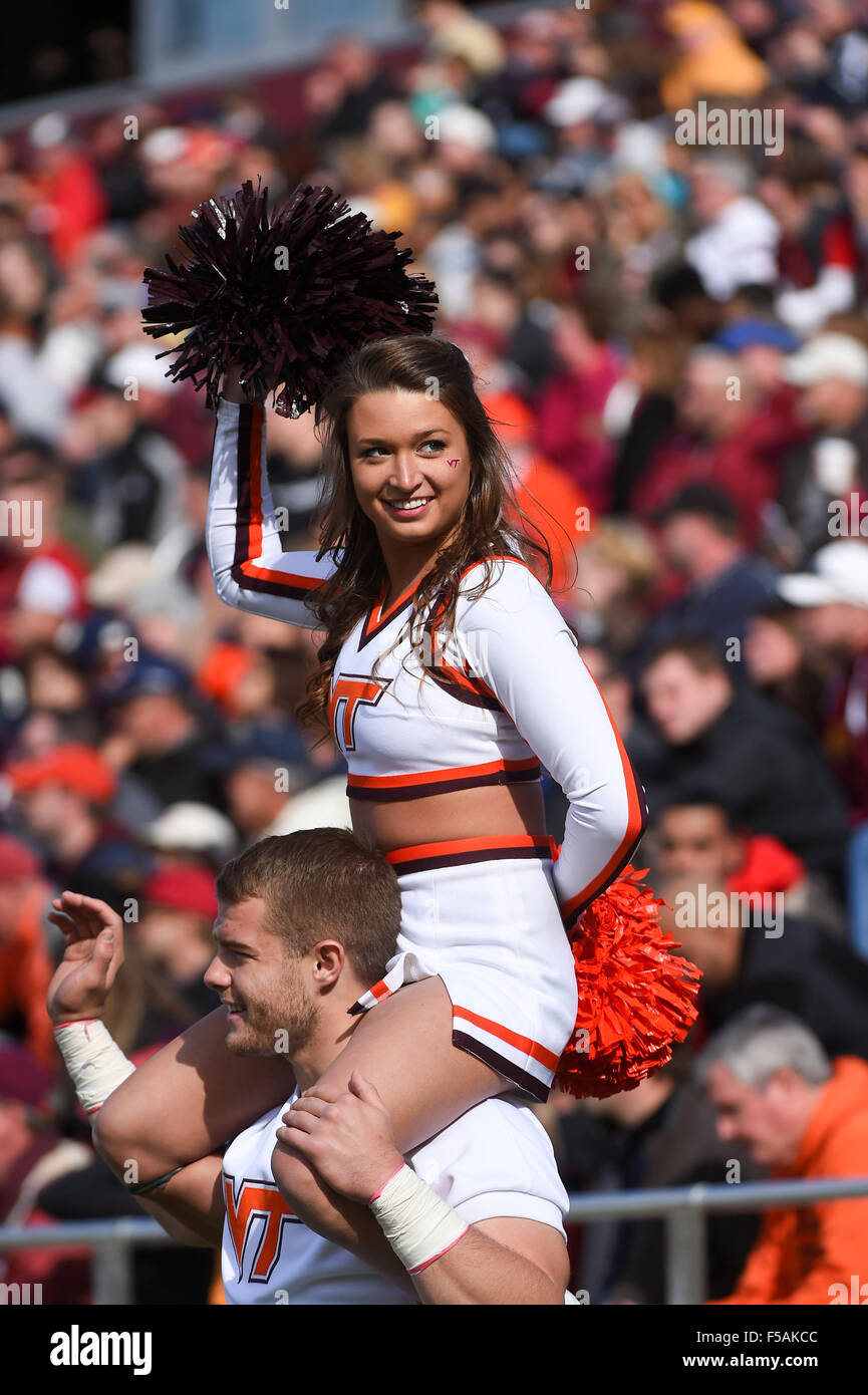 Saturday, October 31, 2015: A Virginia Tech Hokies cheerleader ...