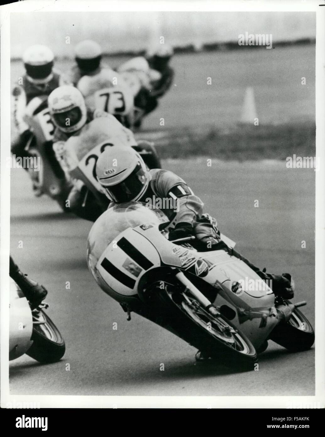 1968 - Motorcycle Action Don Castro (No.11) moves through traffic in ...