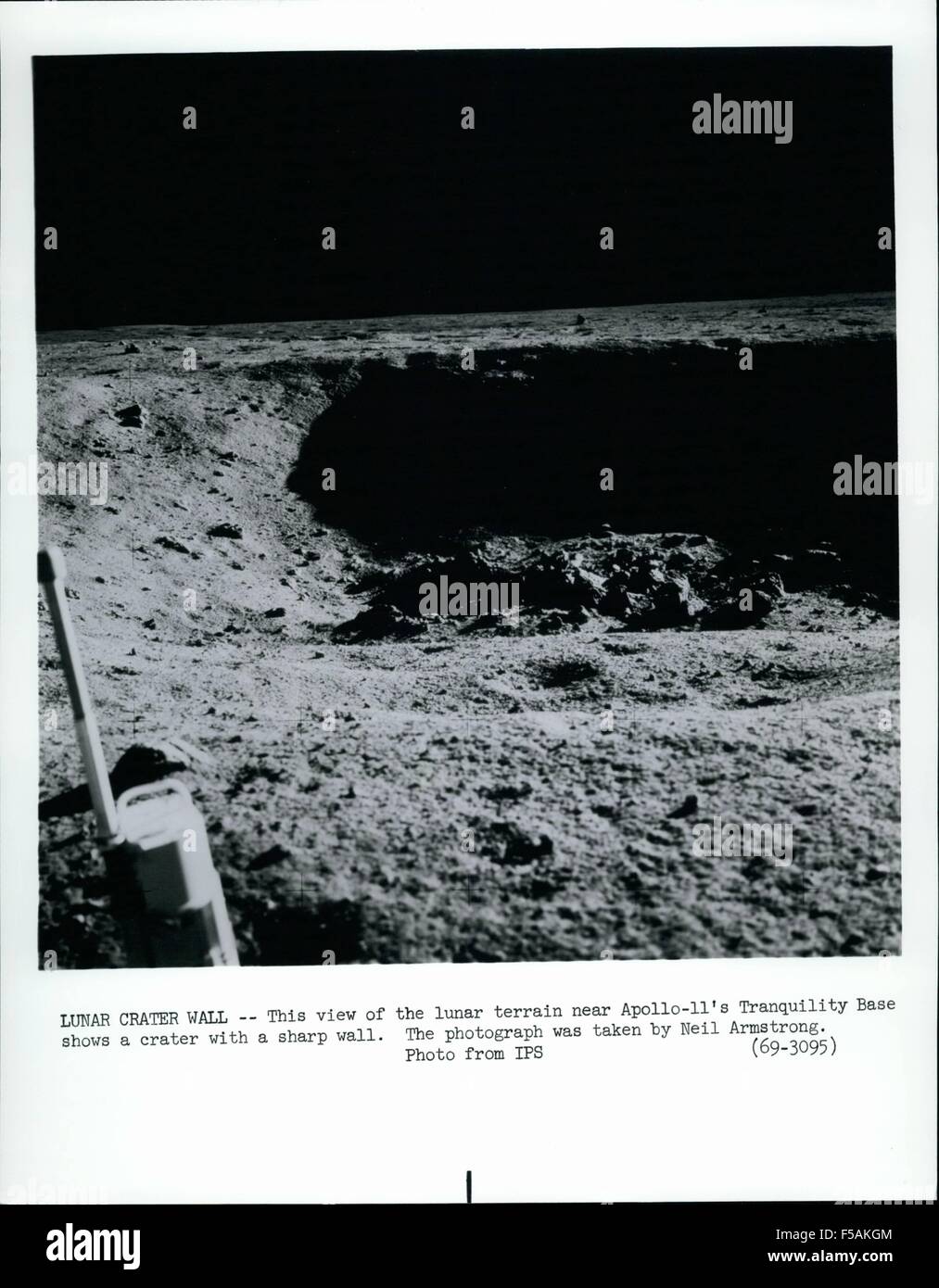 1969 - Lunar Crater Wall - this view of the lunar terrain near Apollo ...