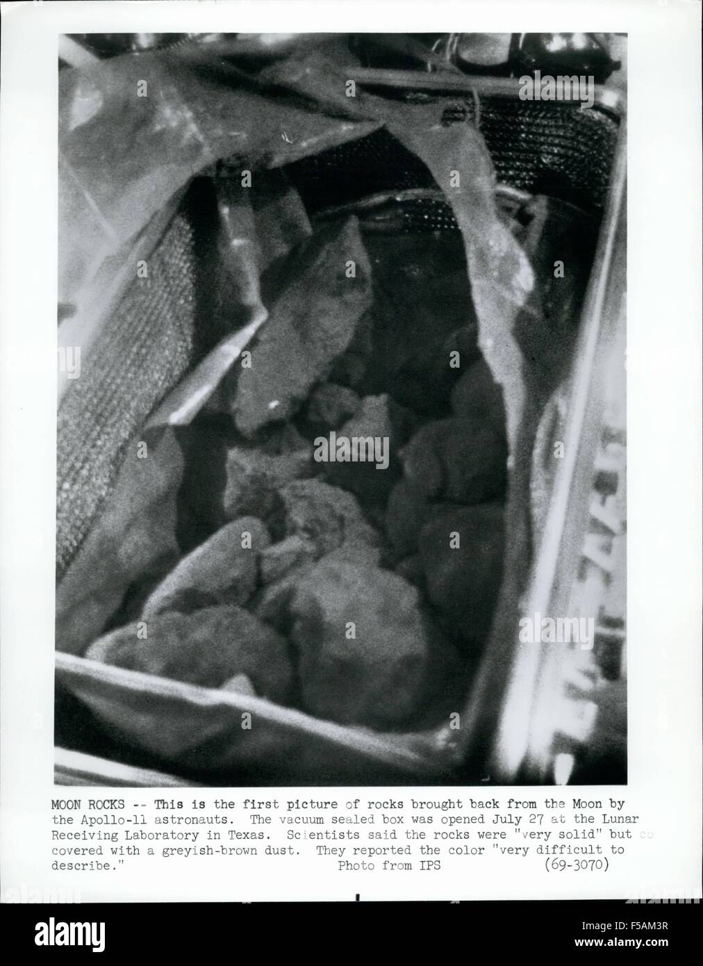 July 24, 1969 - This is the first picture of rock brought back from the ...