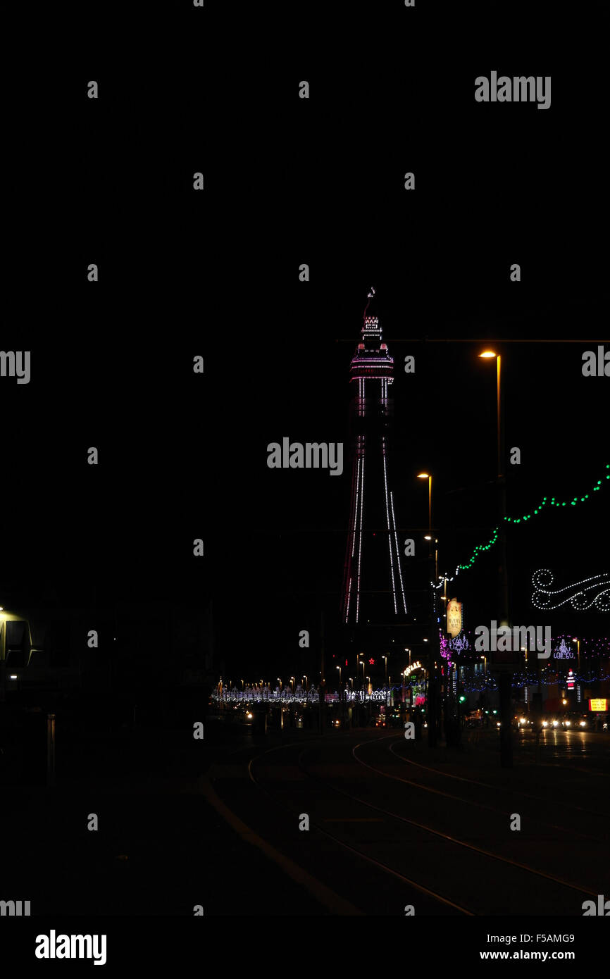 1 blue lights blackpool tower standing rising centre background hi-res ...