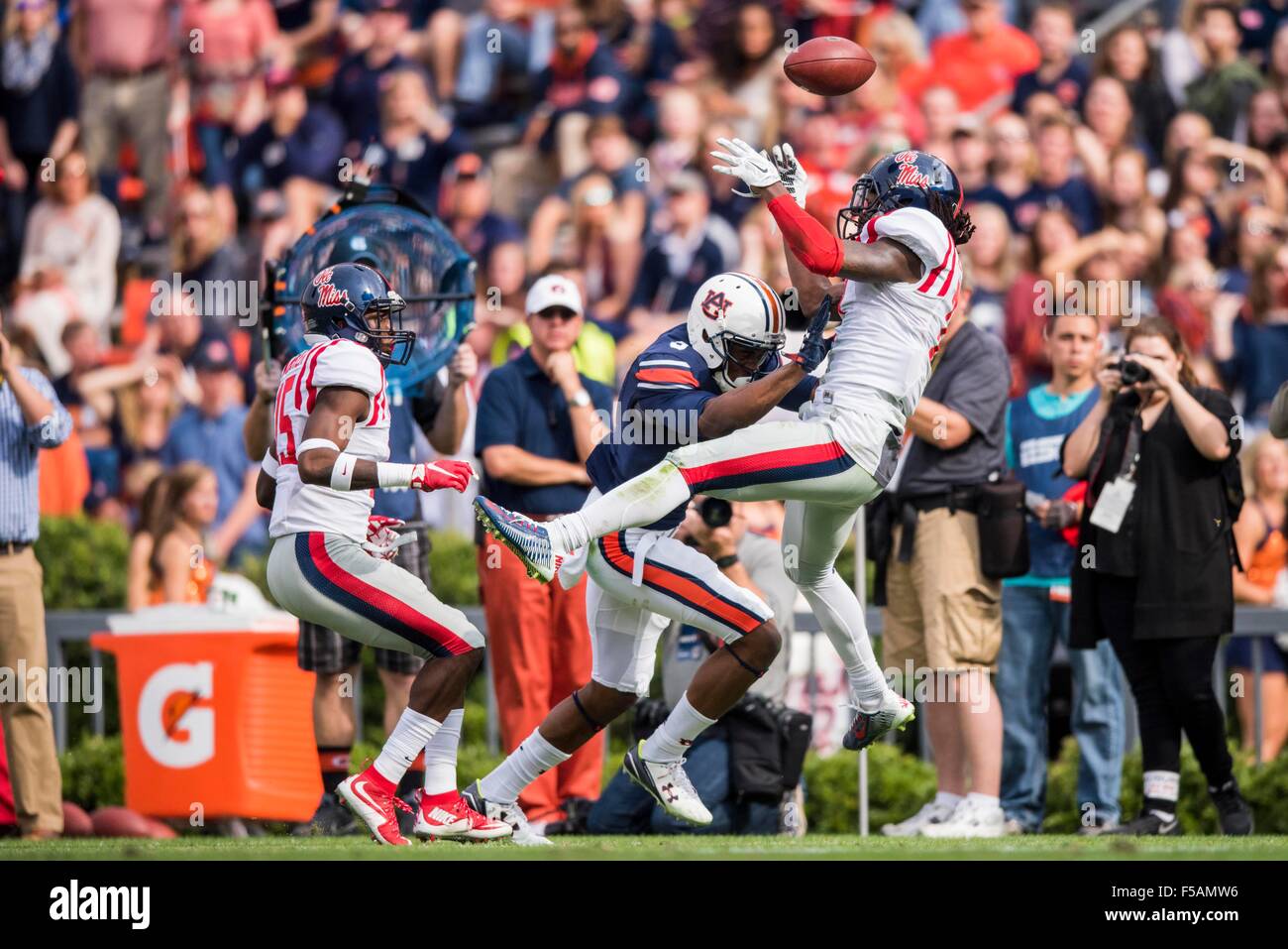 Ole Miss defensive back Trae Elston (7) almost made an interception but ...