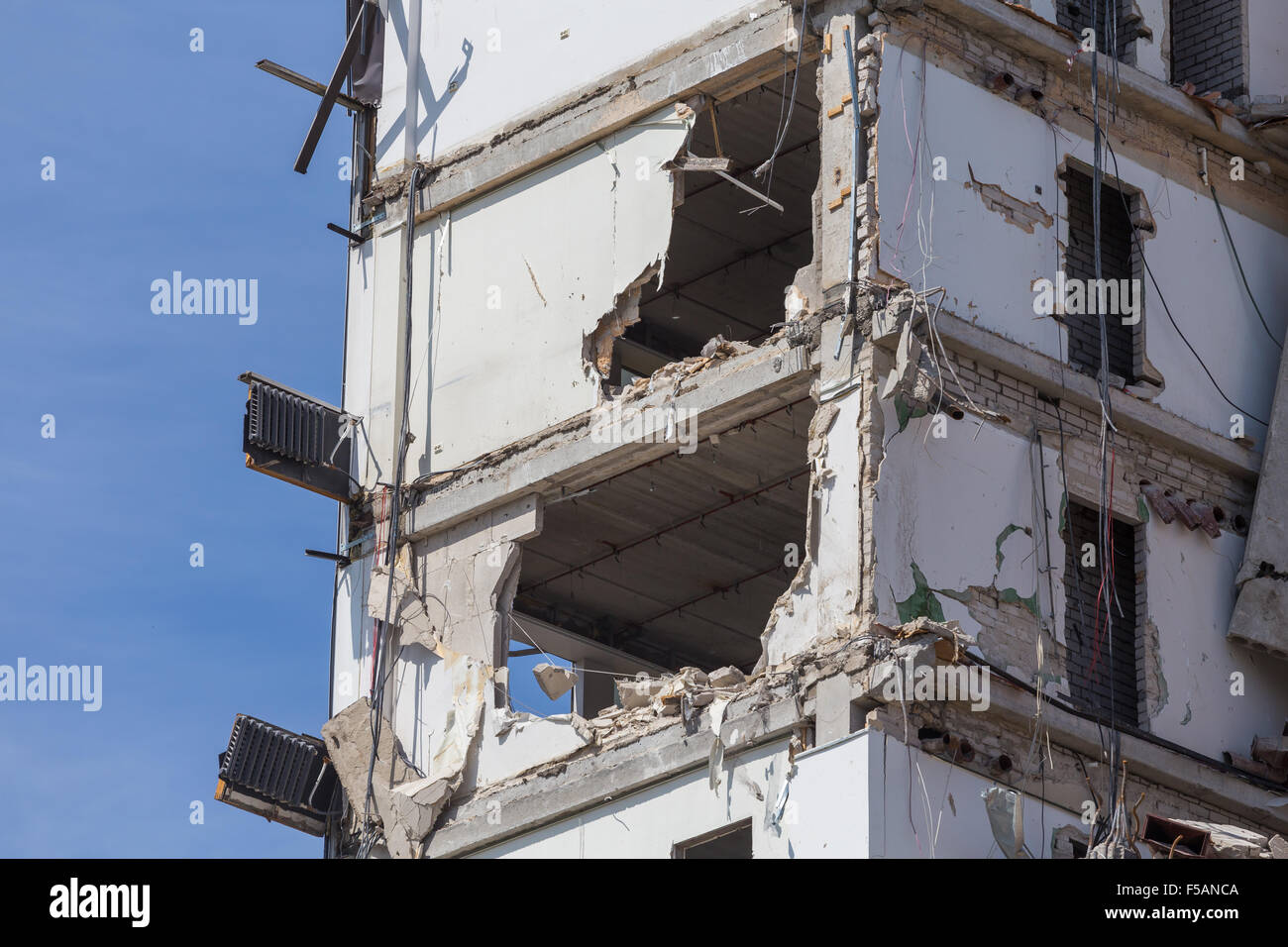 Pieces of Metal and Stone are Crumbling from Demolished Stock Photo - Alamy