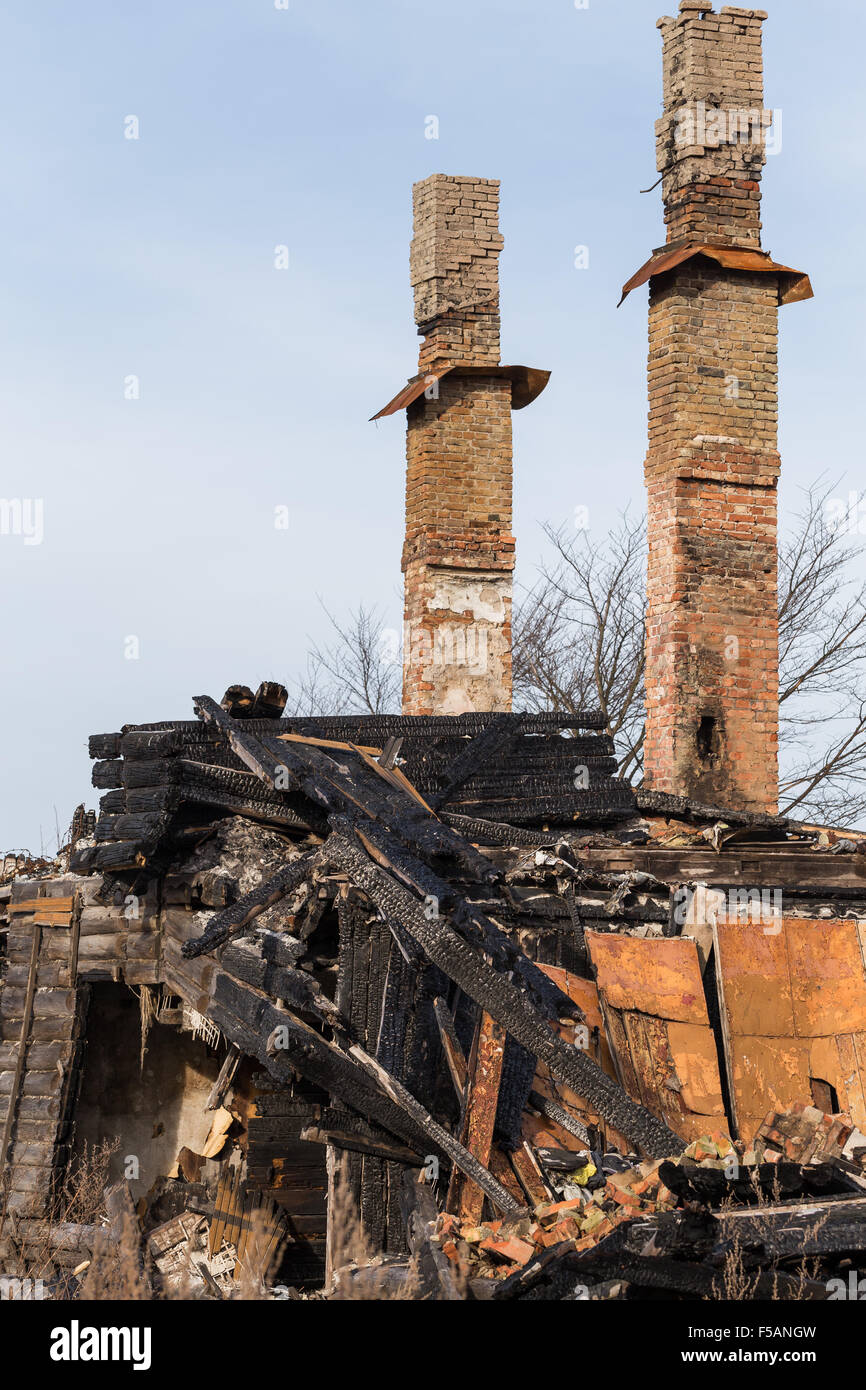 left abandoned building facade - with graffity Stock Photo - Alamy