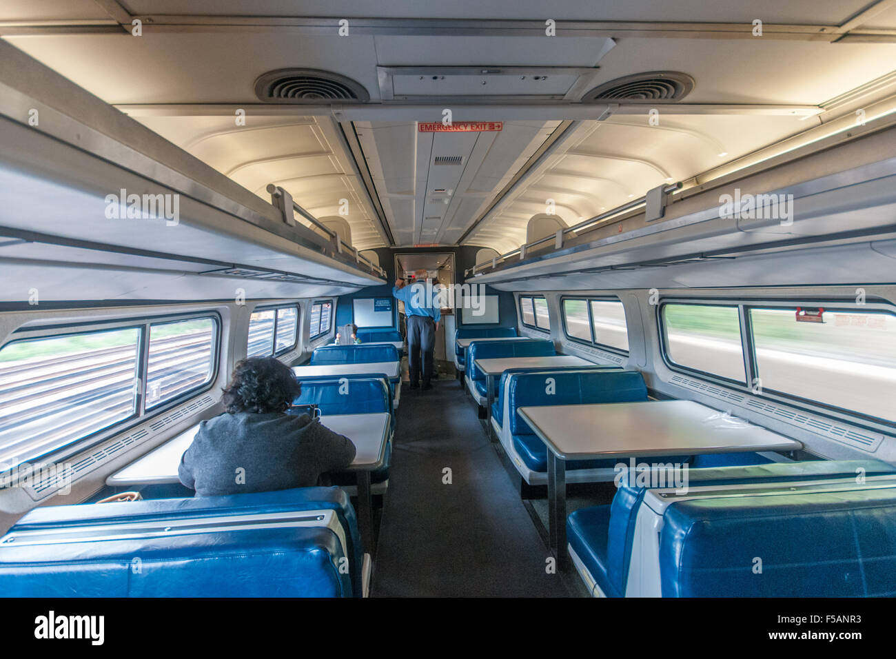 An empty coach car on Amtrak's Adirondack line, on the way to Canada ...